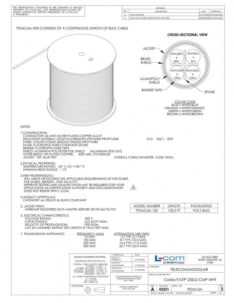 TFDAC6A product drawing and technical specification sheet
