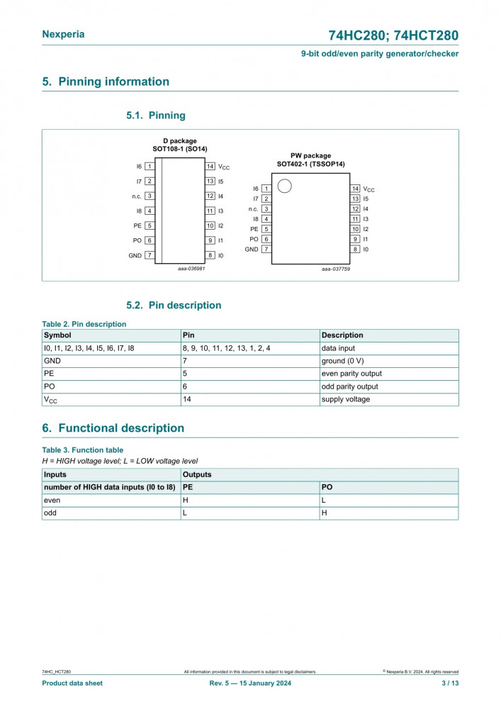 74HC280D,653 technical document page 3