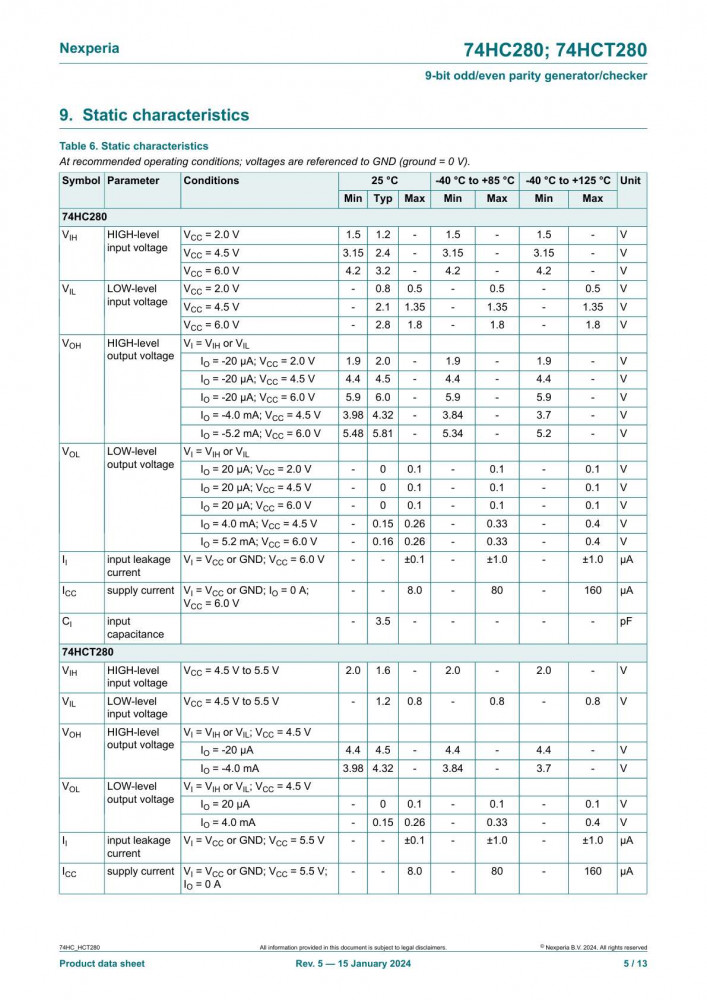 74HC280D,653 technical document page 5