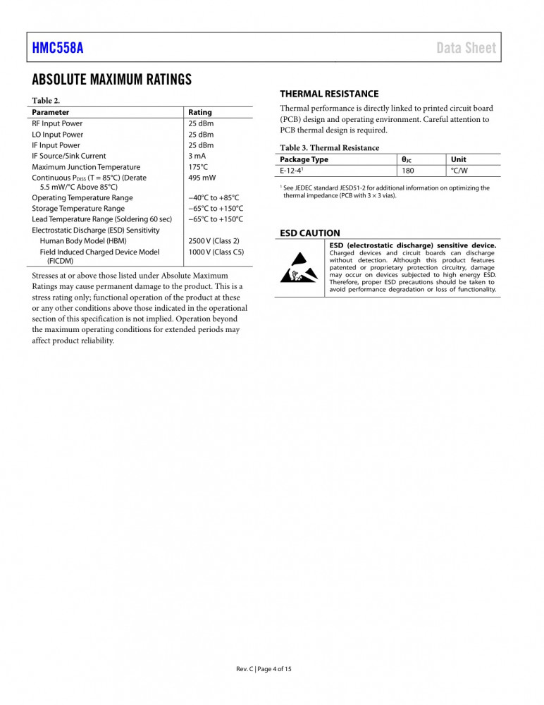 HMC558A datasheet page 4