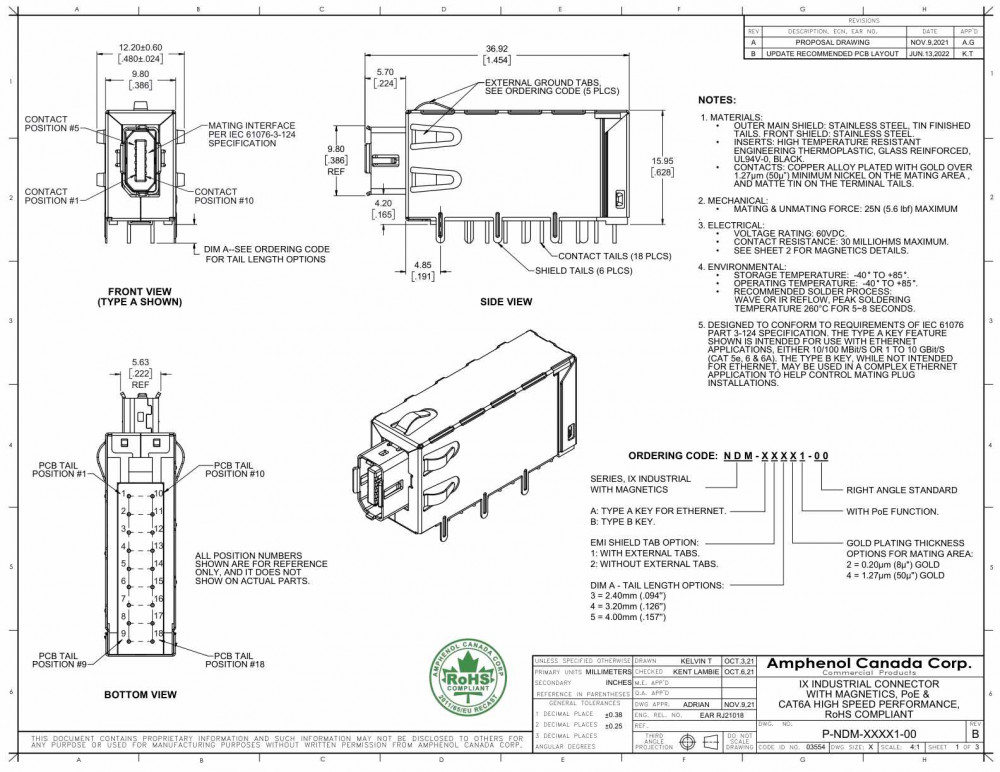NDMA134100 technical drawing sheet 1