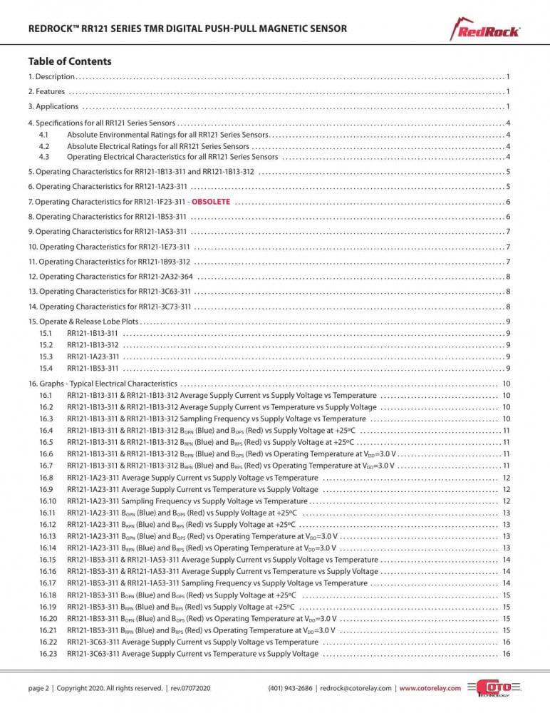 COTO RR121 datasheet page 2