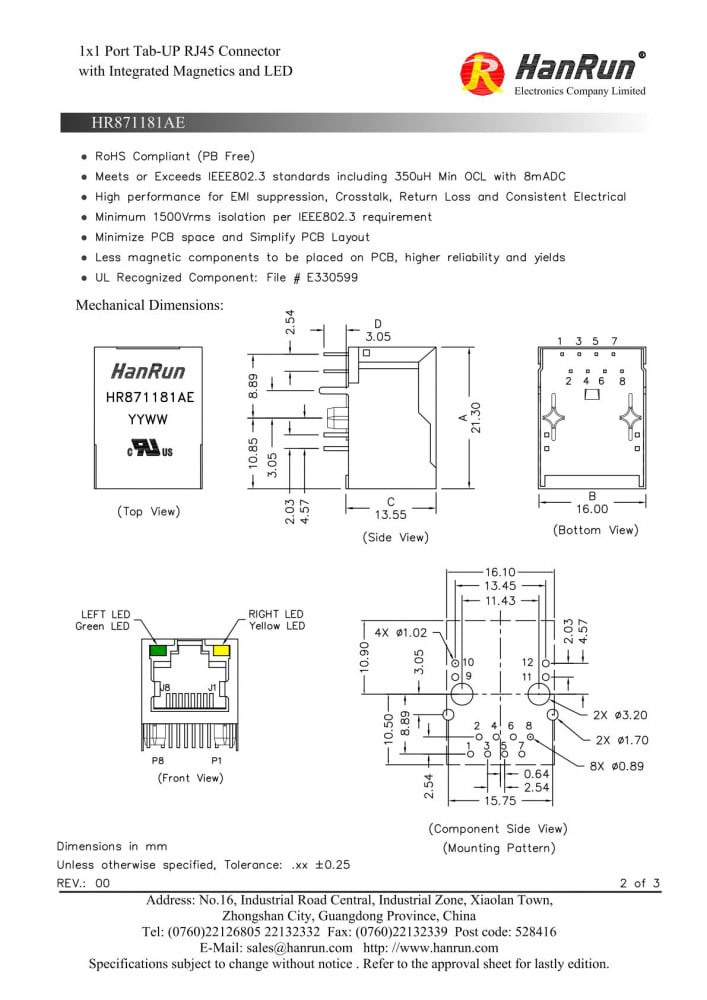 HR871181AE technical document page 2