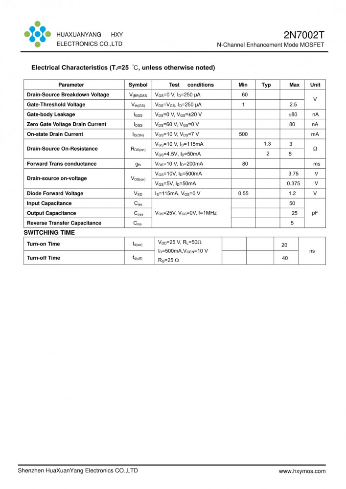 2N7002T datasheet page 2
