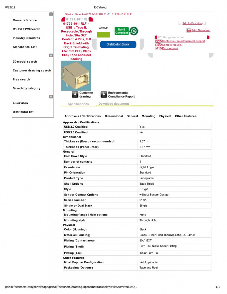 Amphenol 61729-1011RLF product document preview