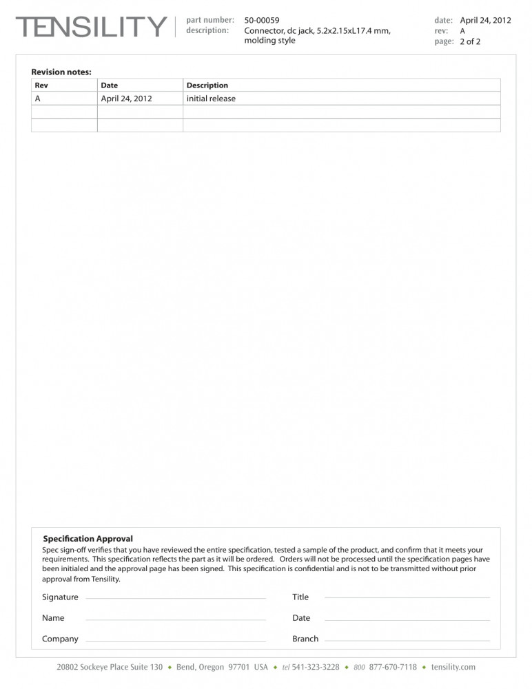 50-00059 specification document, page 2