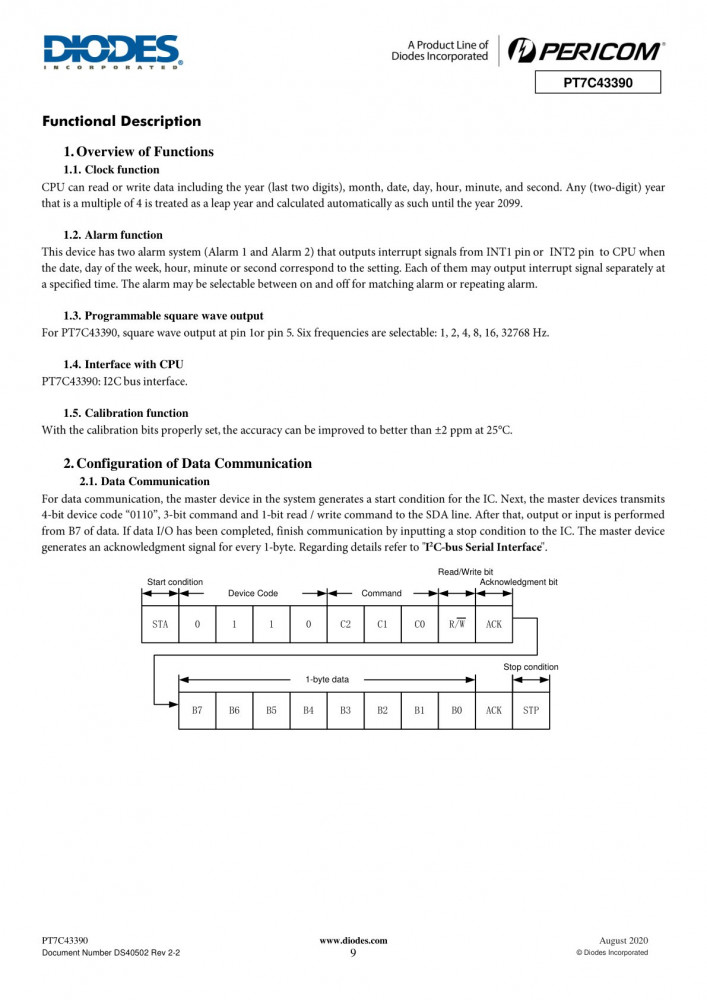 PT7C43390 datasheet page 9