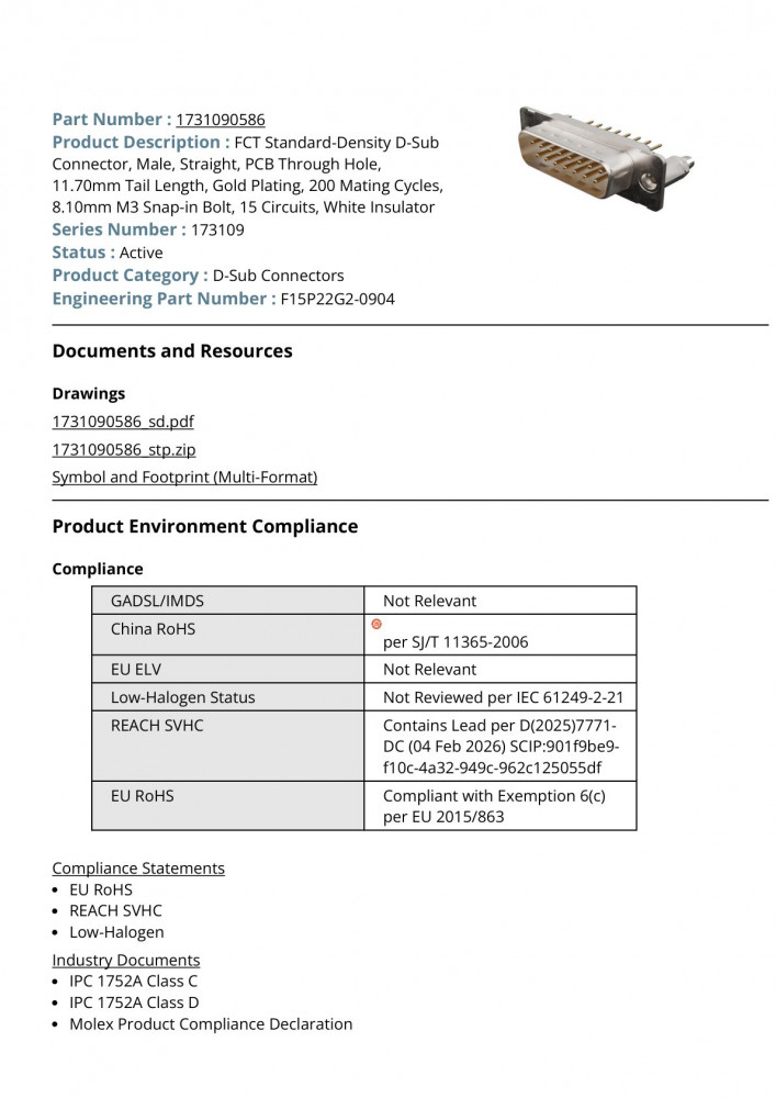 MOLEX 1731090586 product document image 1
