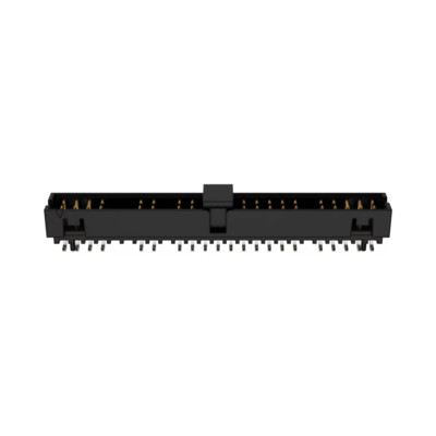 2.00mm Pitch, Milli-Grid PCB Header, Dual Row, Vertical, Surface Mount, Shrouded, 50 Circuits, Circuits 9, 10, 11, 12, 17, 18, 39 and 40 Voided, 0.05µm Gold (Au) Plating, Dual Side Slots, Dual Friction Locks, Center Polarization, with Pegs, with Cap, Tube for sale
