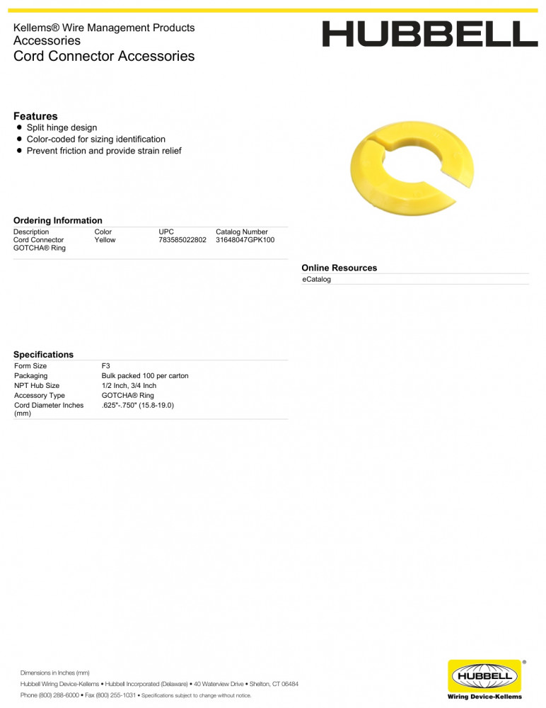 Burndy 31648047GPK100 product documentation image
