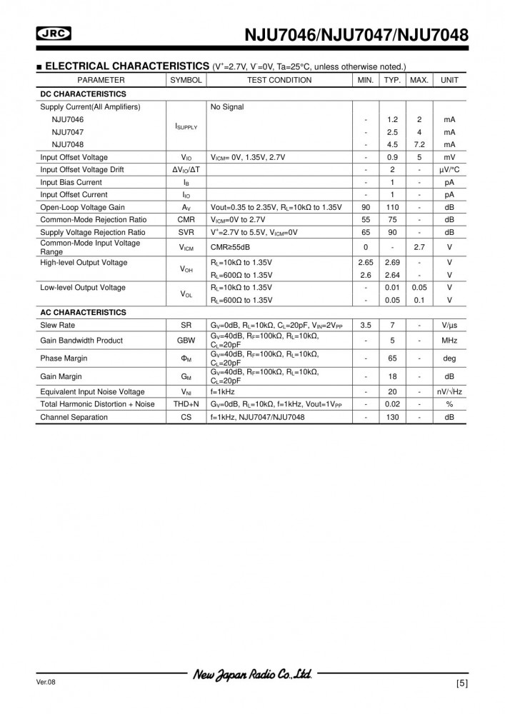 NJU7047 datasheet preview, page 5