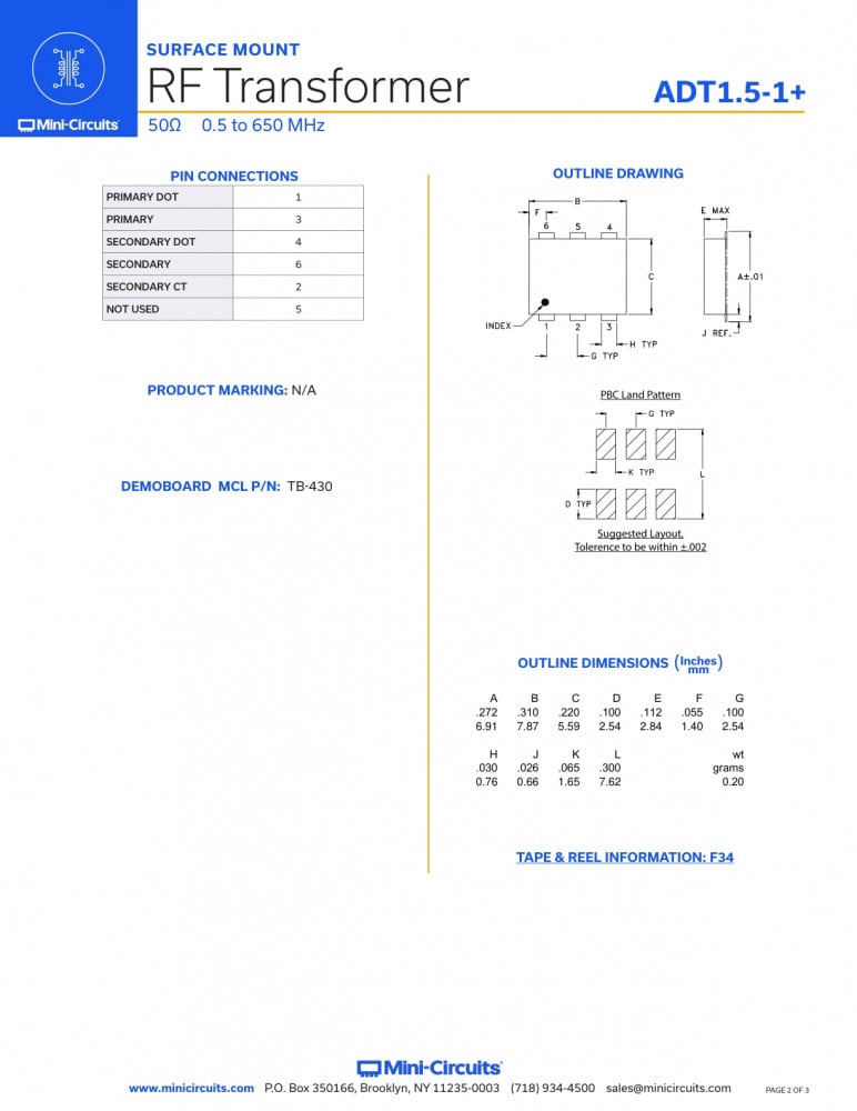 ADT1.5-1+ datasheet page 2