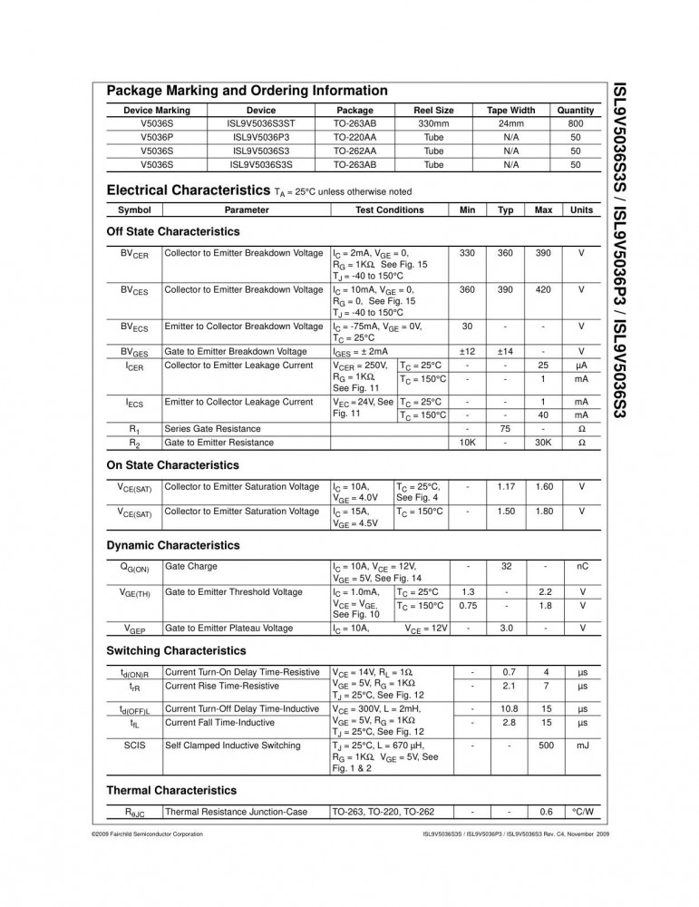 ISL9V5036P3 datasheet page 2