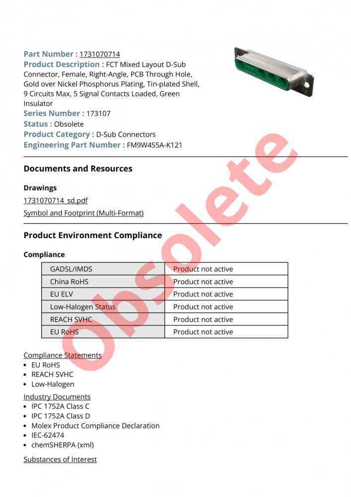MOLEX 1731070714 drawing preview, page 1