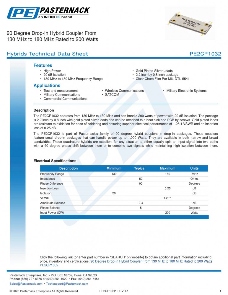 PE2CP1032 datasheet page 1