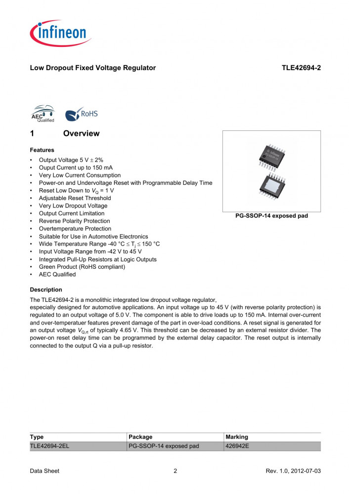 TLE42694-2EL datasheet page 2