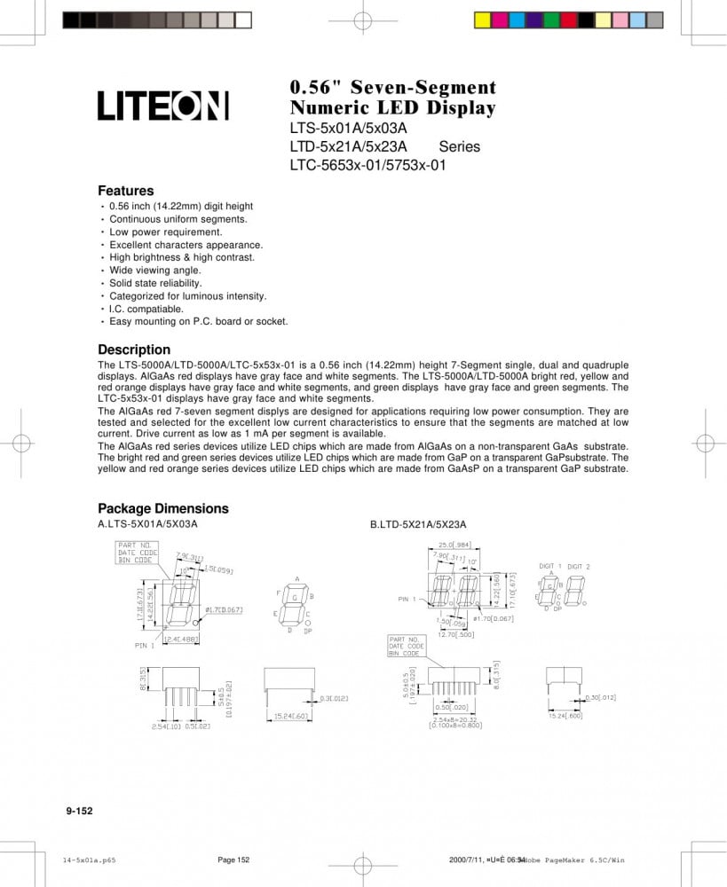 LITEON display datasheet page 1
