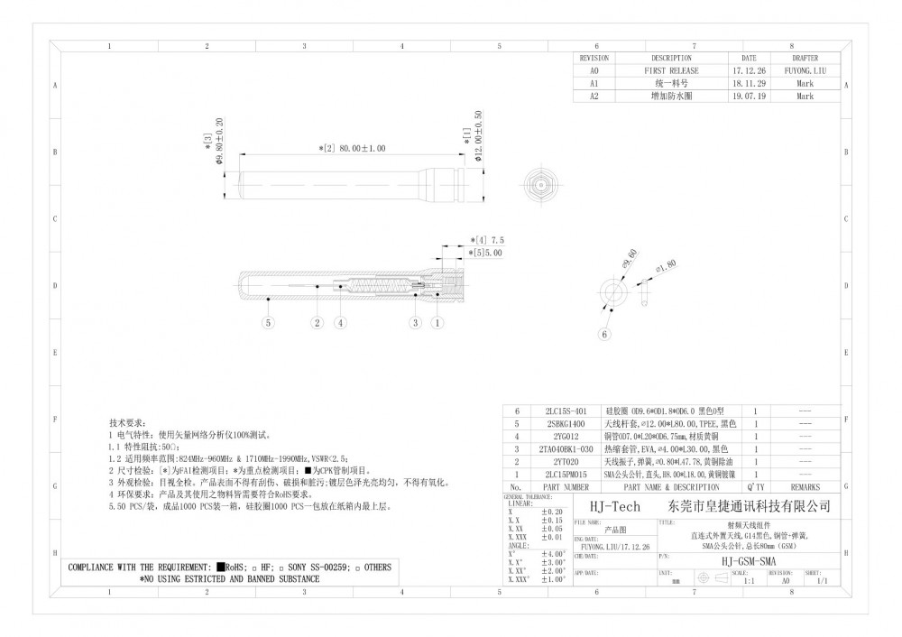HJ-GSM-SMA product drawing