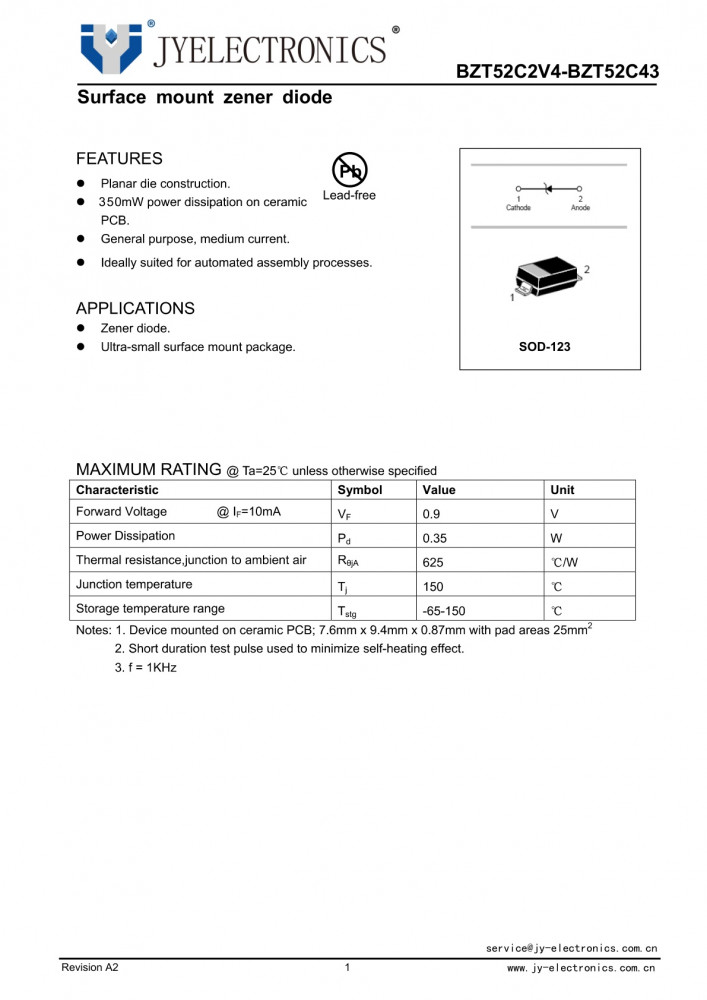 BZT52C27X datasheet page 1