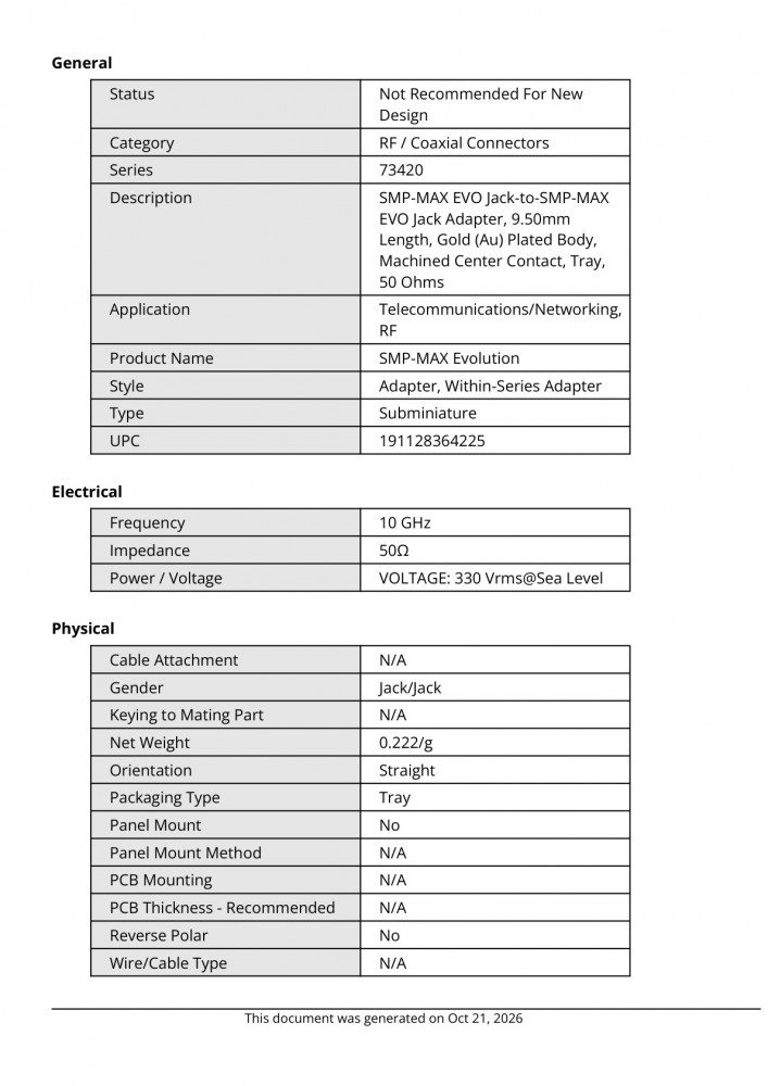 Technical document image 2 for MOLEX 734205840