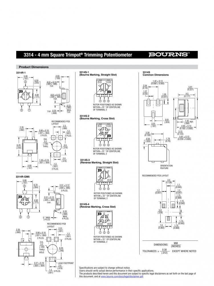 BOURNS 3314 series datasheet page 2