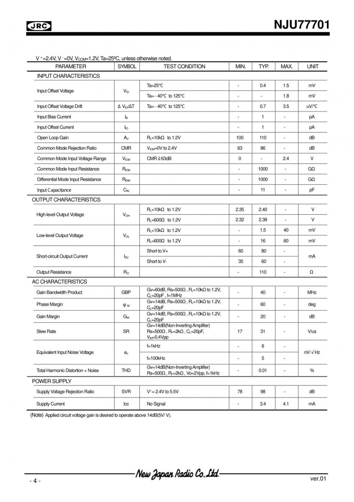 NJU77701 datasheet page 4