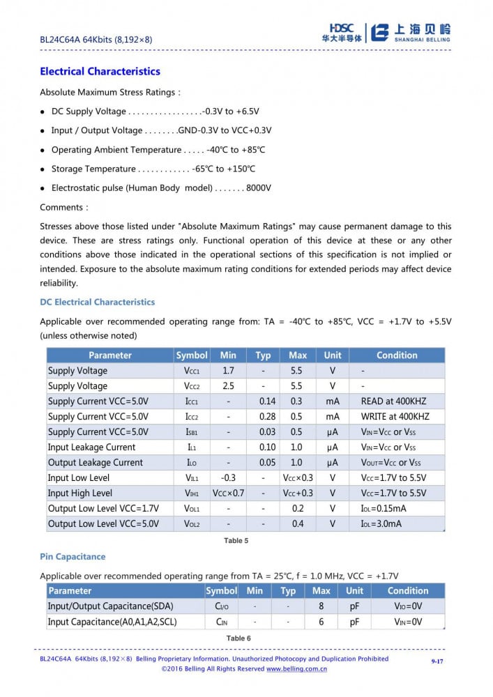 BL24C64A datasheet page 9