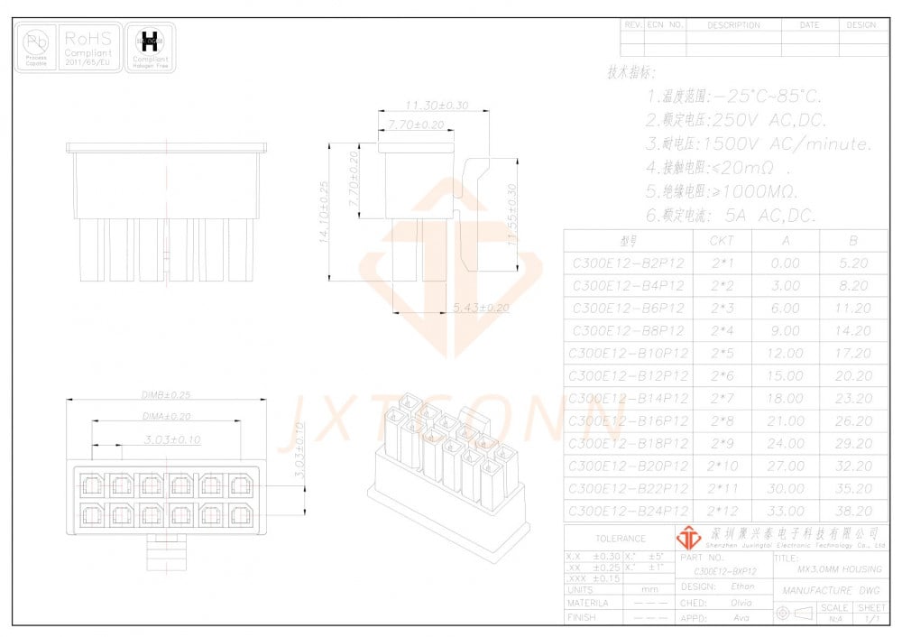 C300E12-B2P12 technical drawing page 1