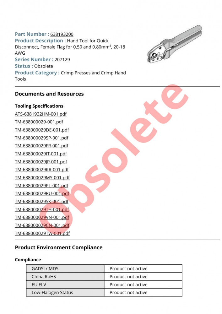 Tooling document preview, page 1