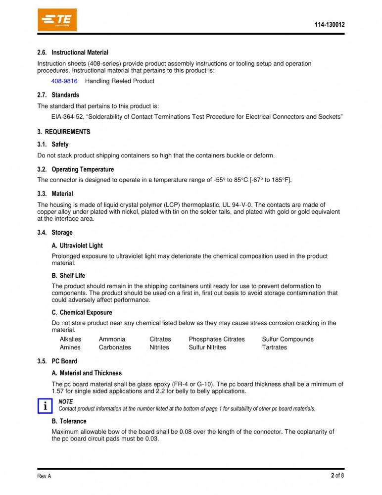 TE Connectivity 2325864-1 application specification page 2