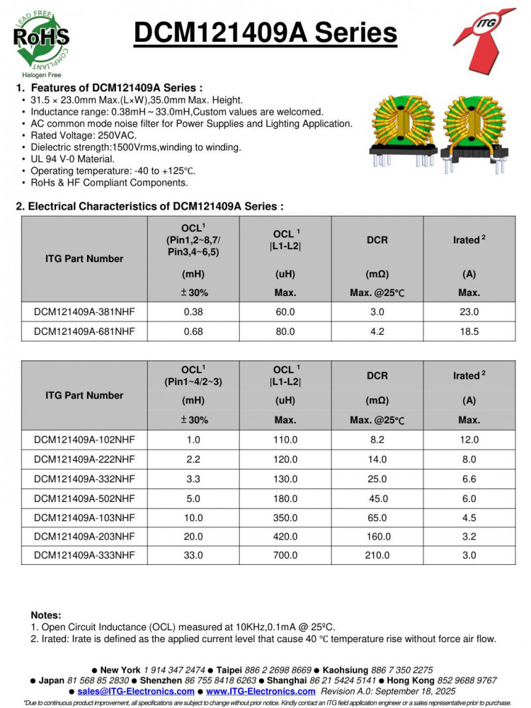 DCM121409A technical document page 1