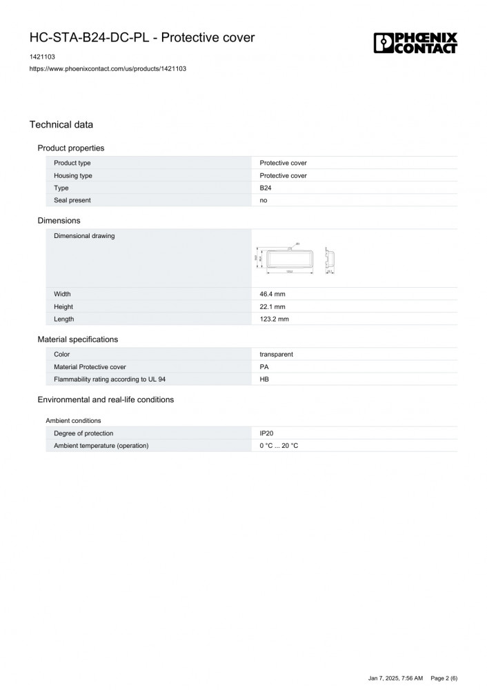 Phoenix Contact 1421103 technical document page 2