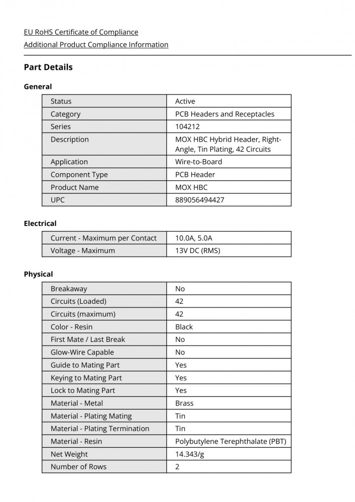 MOLEX 1042124211 technical drawing, page image 2