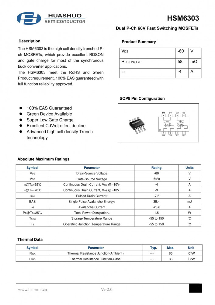 HSM6303 datasheet page 1