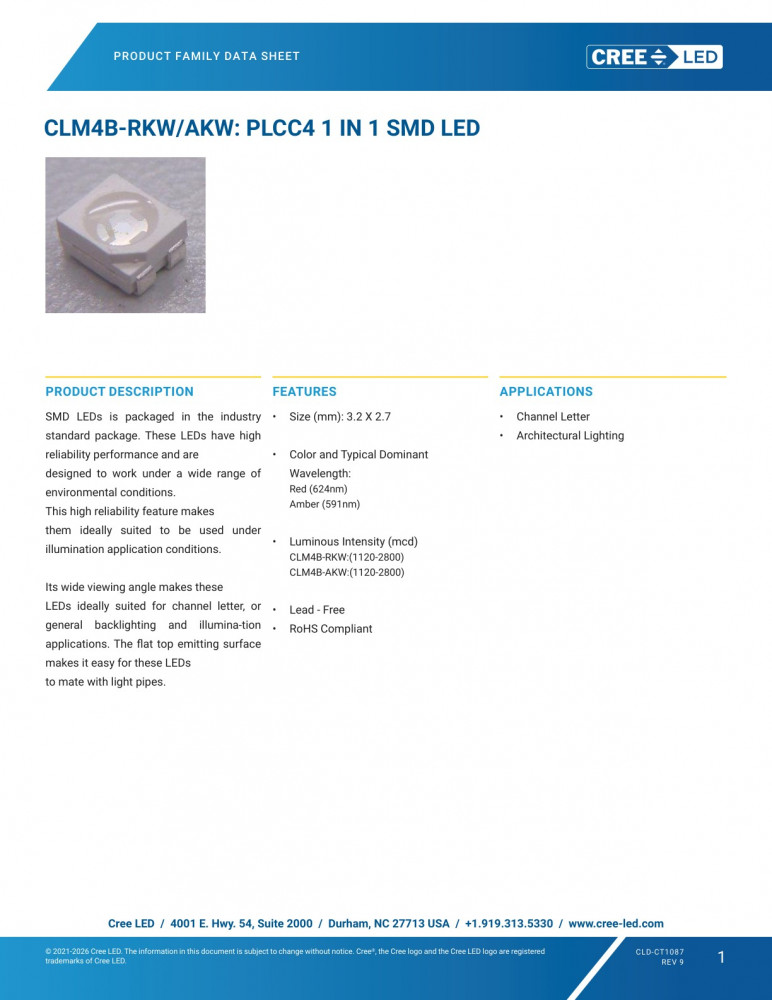CLM4B-RKW datasheet page 1