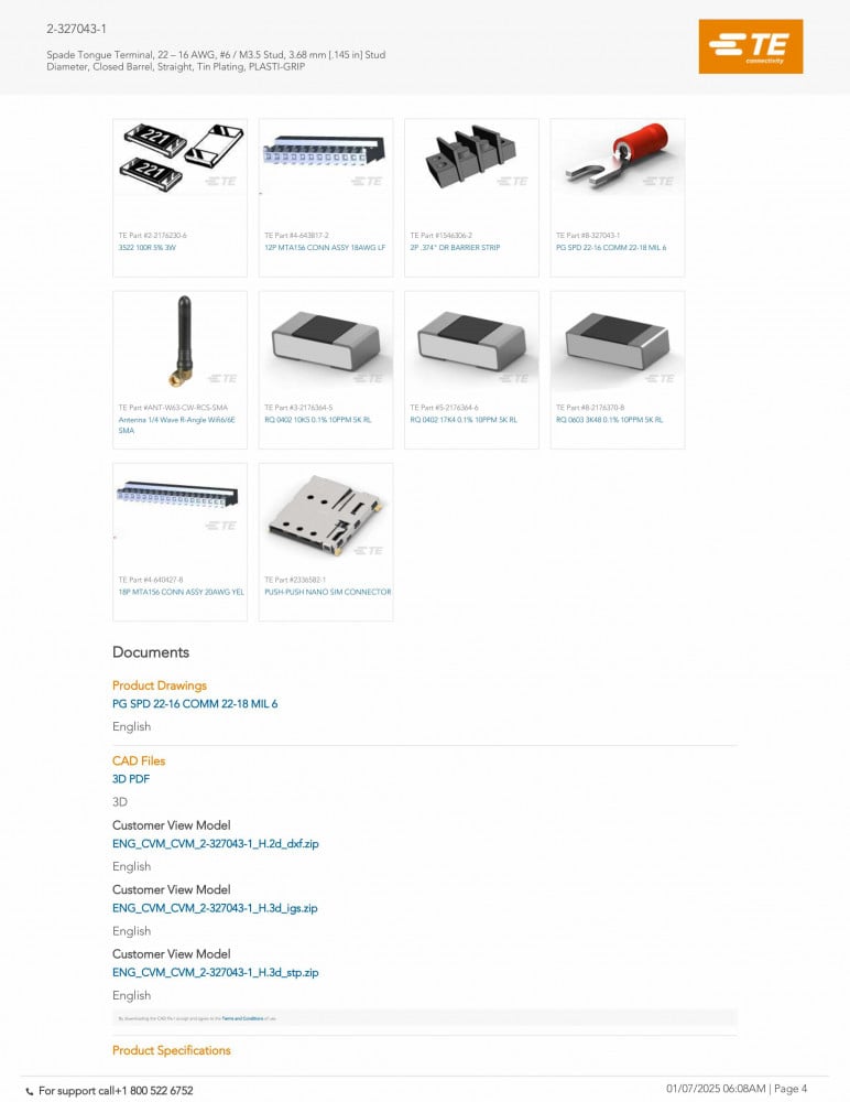 TE Connectivity 2-327043-1 technical document page 4