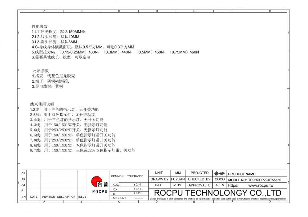 TP92509P224RA5150 wiring reference page