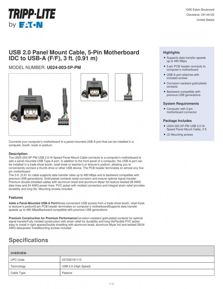 U024-003-5P-PM technical document page 1