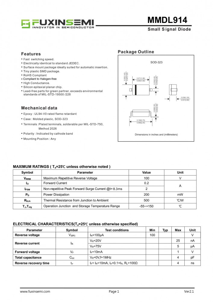 MMDL914 datasheet page 1