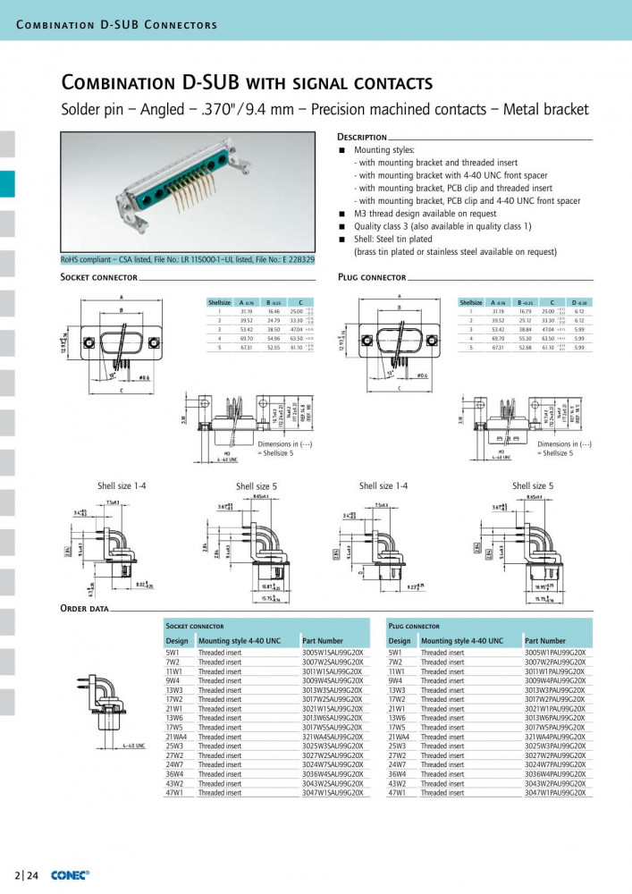 CONEC combination D-Sub technical document page 1