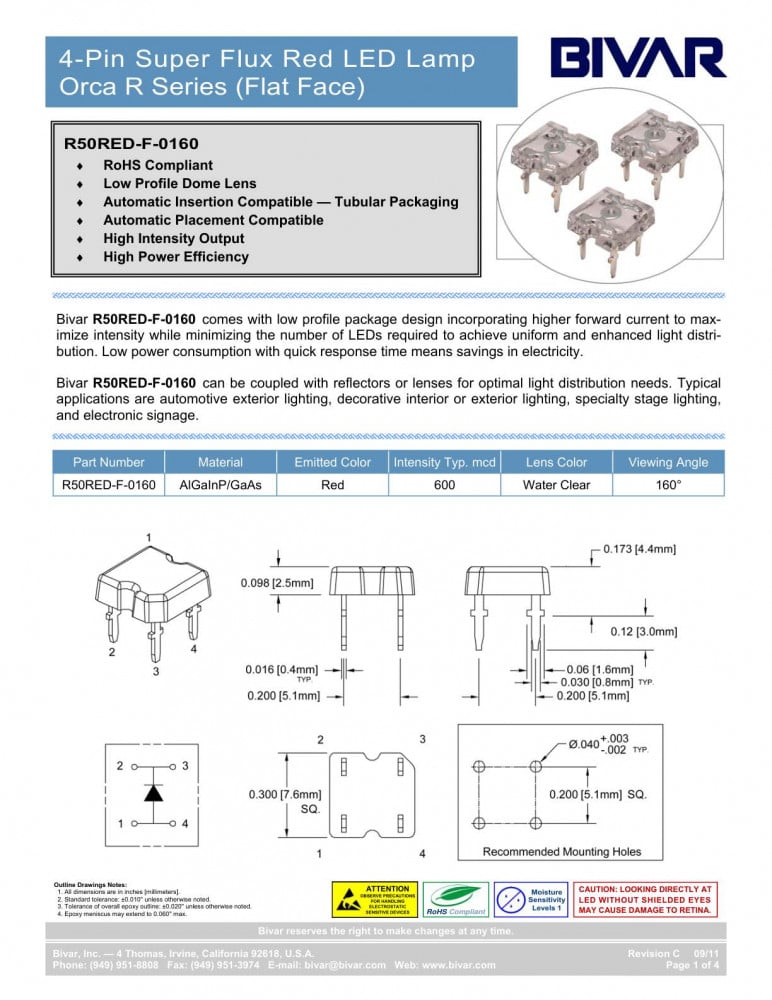 BIVAR R50RED-F-0160 datasheet page 1
