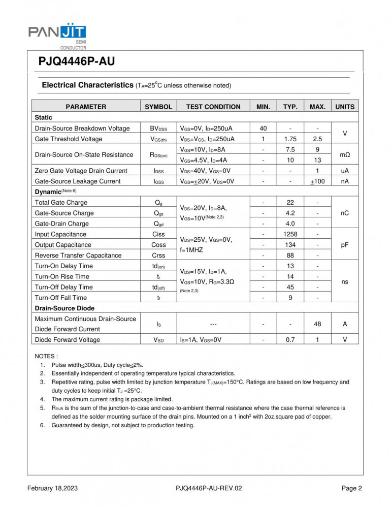 PJQ4446P-AU datasheet page 2