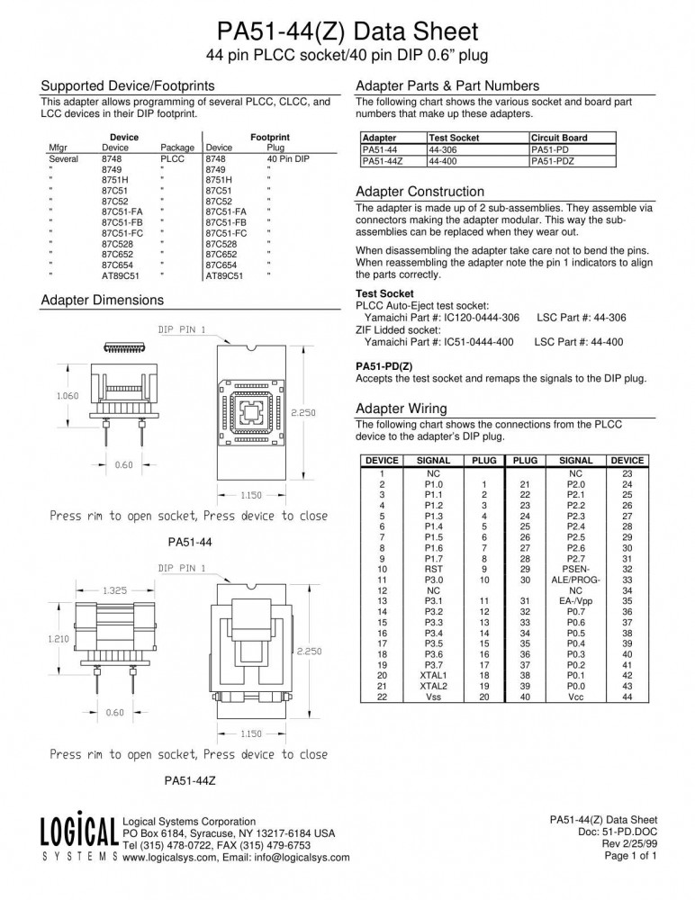 PA51-44(Z) adapter datasheet page