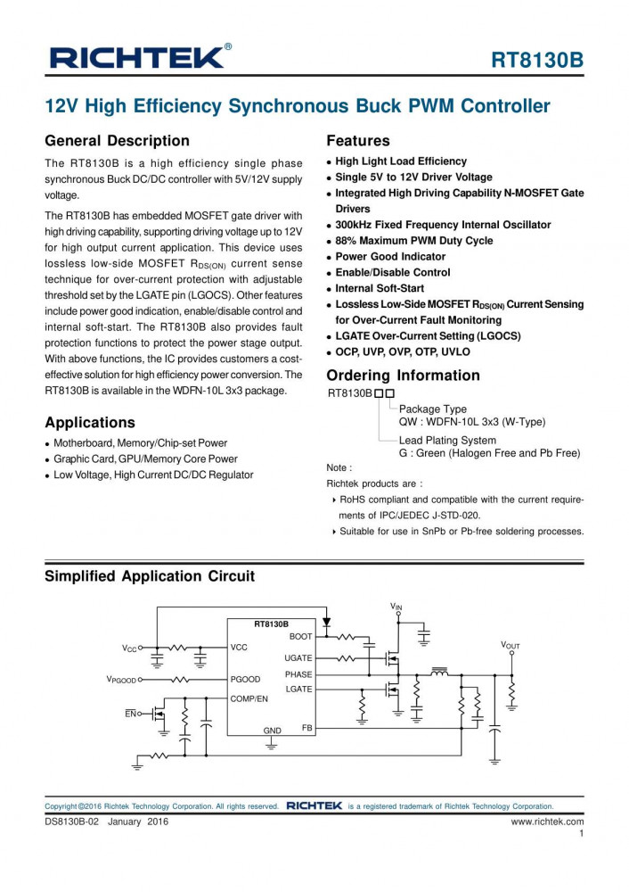 RT8130B datasheet page 1