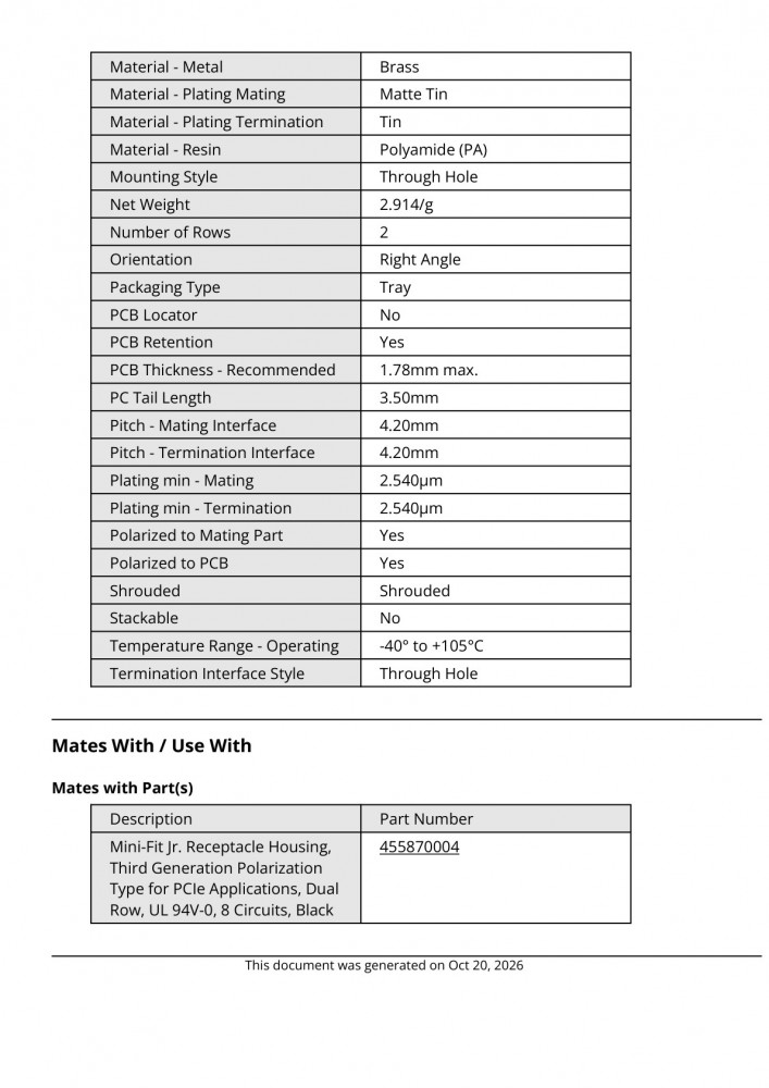 MOLEX 455860105 technical document image 3