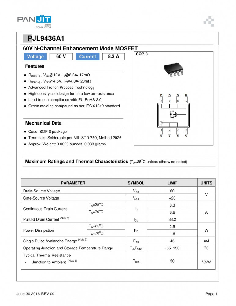 PJL9436A1 datasheet page 1