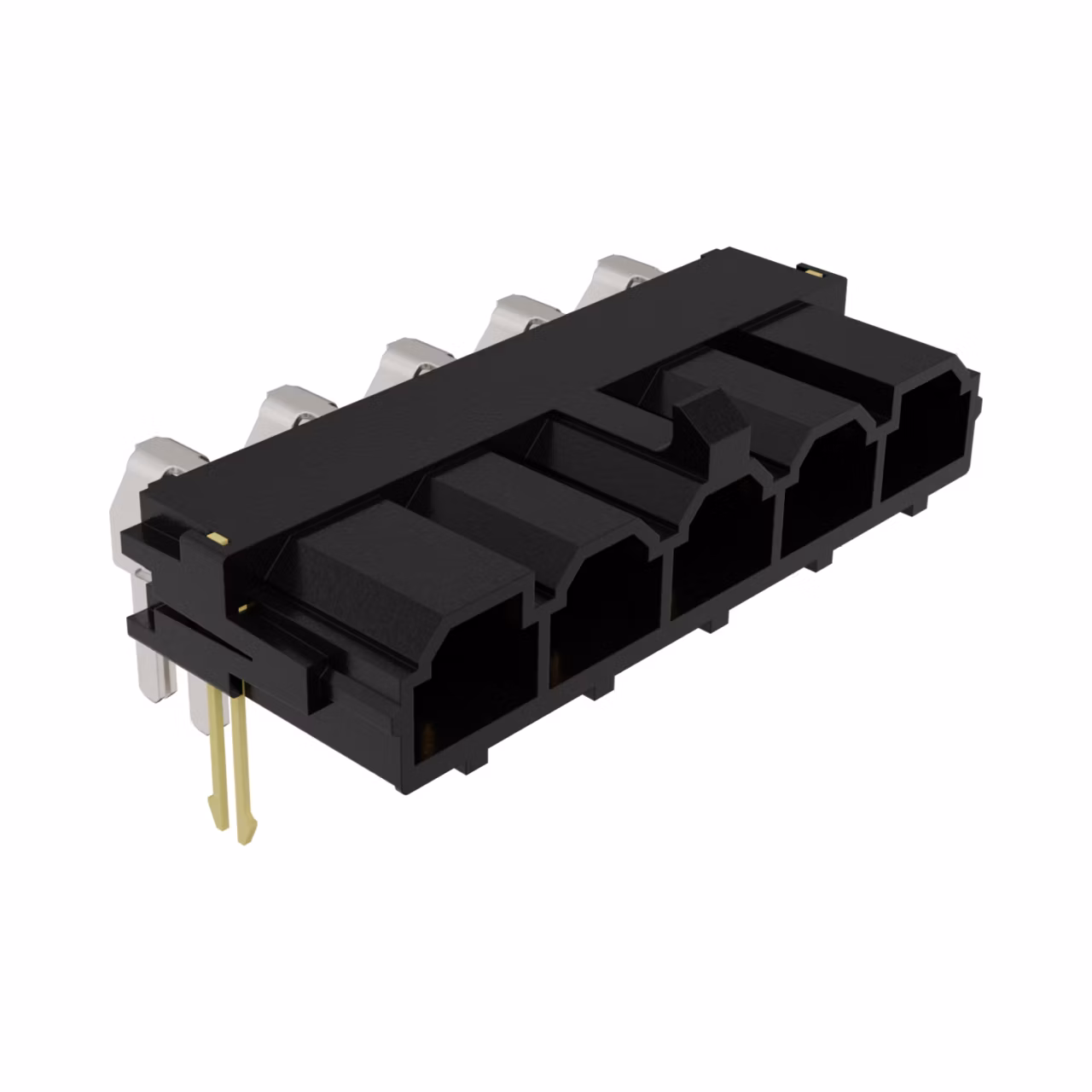 Mini-Fit Sr. Right-Angle Header, 10.00mm Pitch, Single Row, 5 Circuits, 8.30mm Tail Length, for 6.35mm PCB, 0.76µm Gold (Au) Plating, with Clip for sale