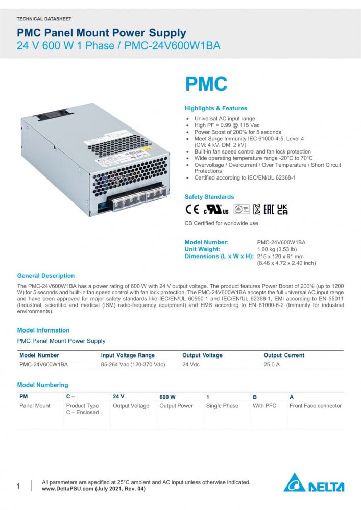 PMC-24V600W1BA datasheet page 1