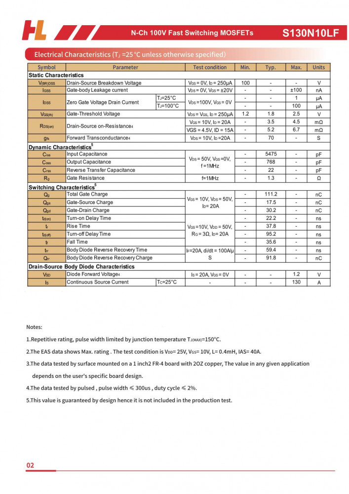 S130N10LF datasheet page 2
