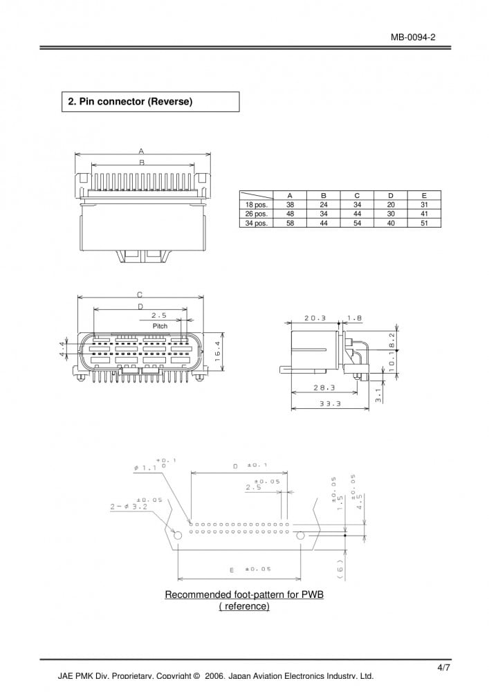 JAE MX23A technical document page 4
